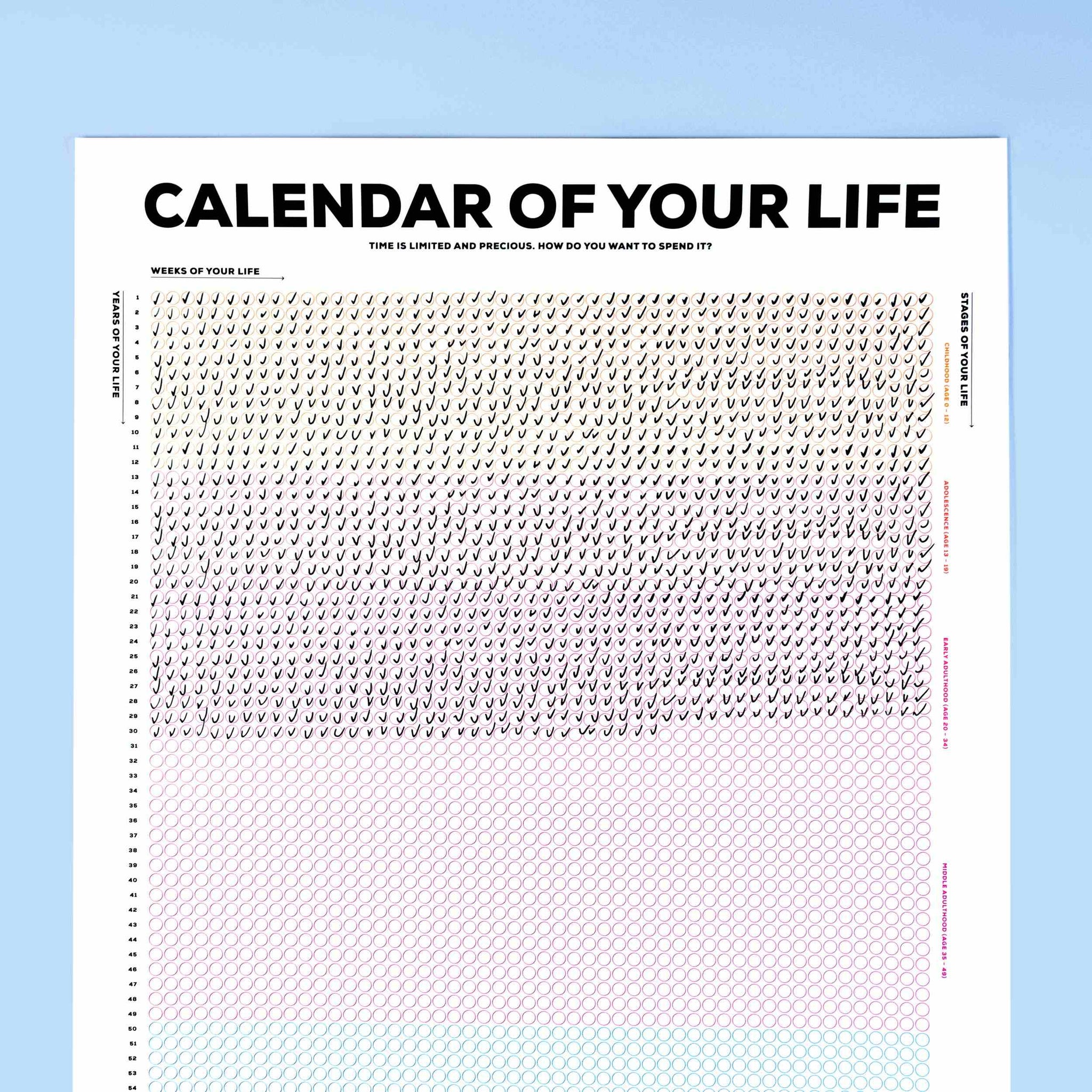 Calendar of Your Life Infographic Poster (Neon) – the kurzgesagt shop